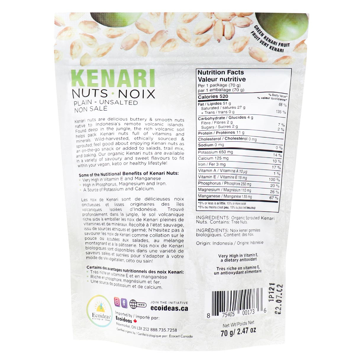 Ecoideas Organic Kenari Nuts Plain Unsalted at Natura Market