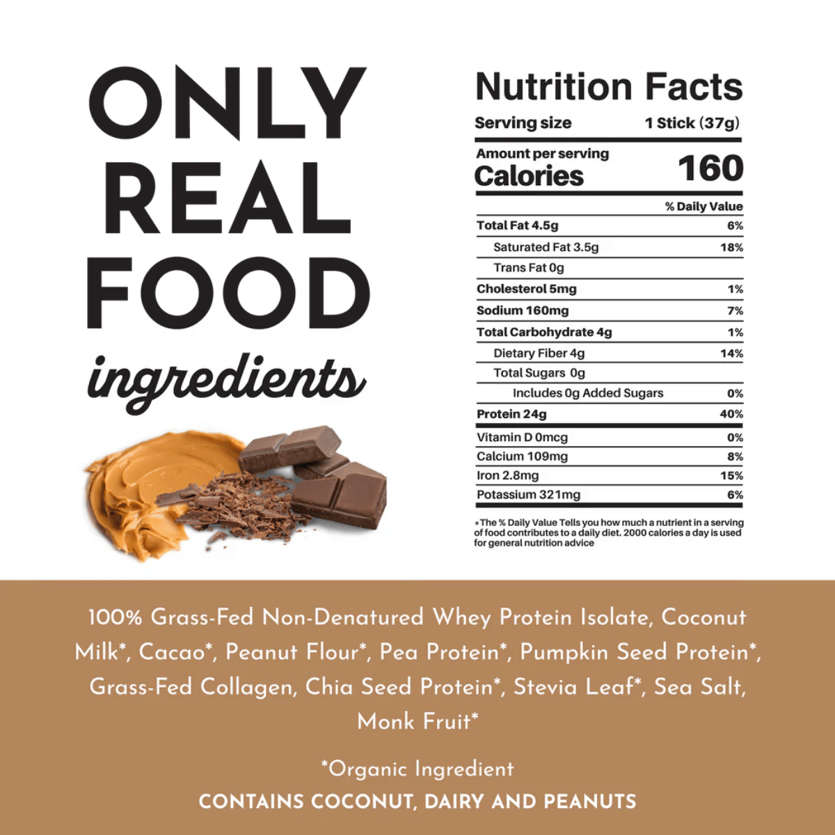 Just Ingredients Peanut Butter Chocolate Protein Sticks at NaturaMarket