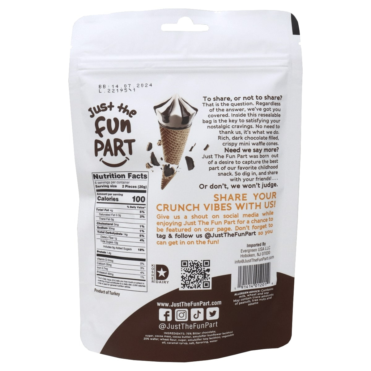 Just The Fun Part Waffle Cone Dark Chocolate at Natura Market