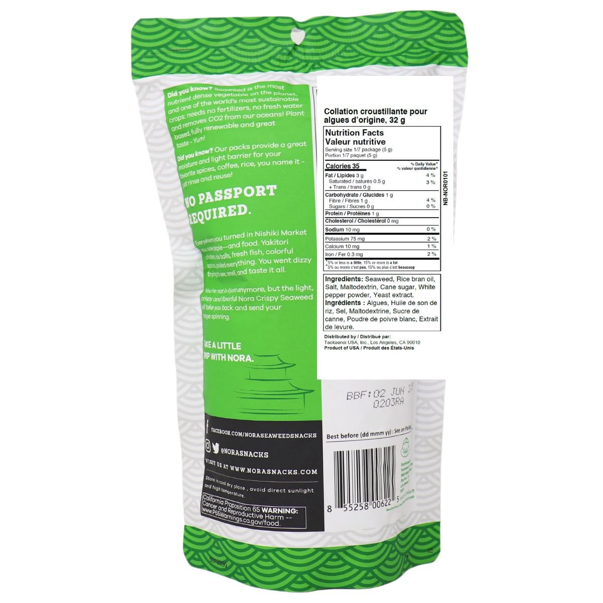 NORA Crispy Seaweed Snack Original at Natura Market