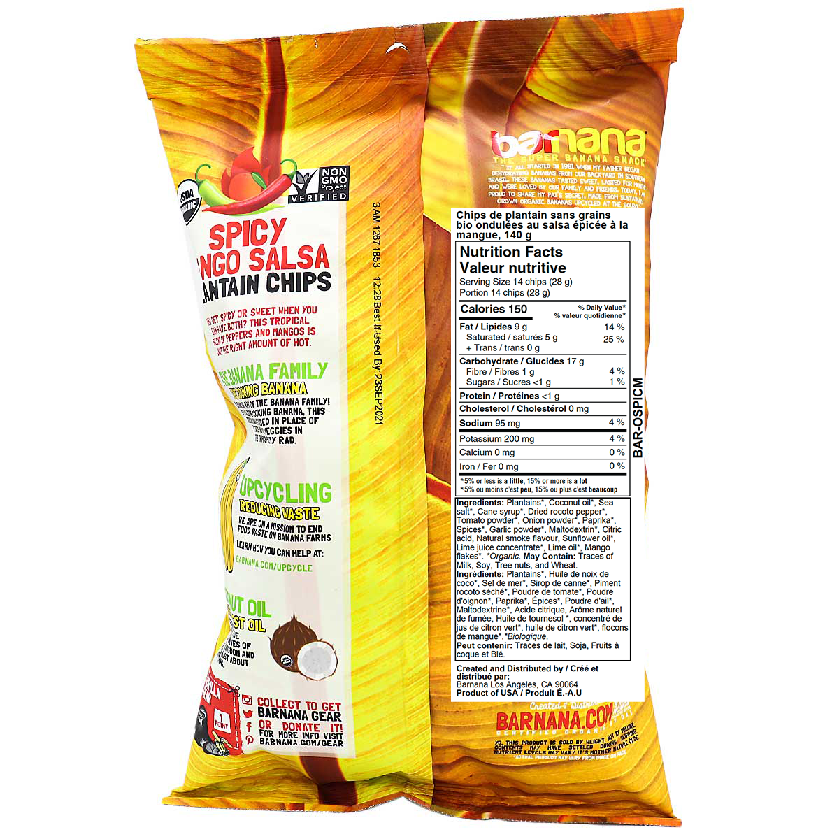 Barnana Grain-Free Plantain Chips Spicy Mango Salsa Canada