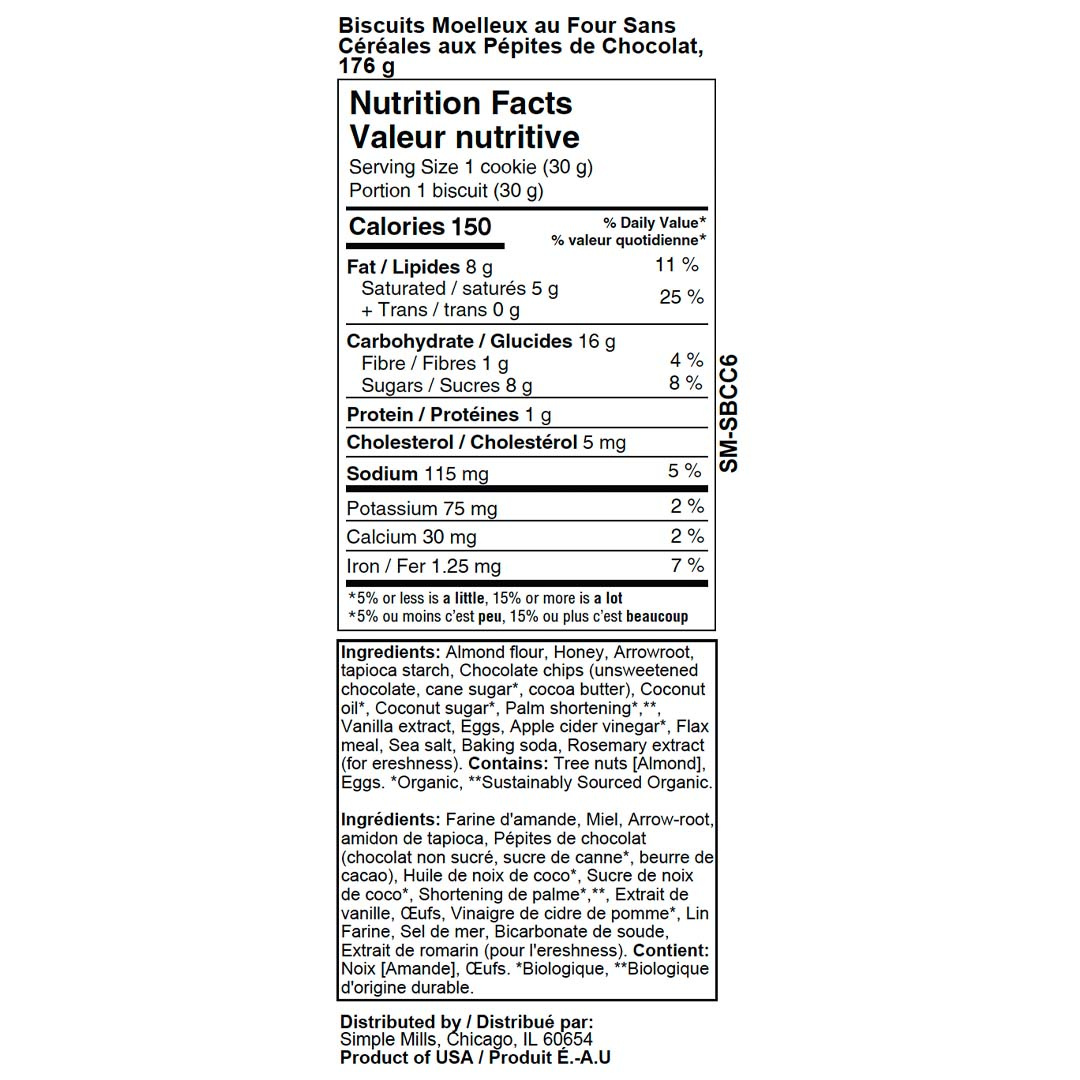 Simple Mills Grain-Free Soft Baked Cookies Chocolate Chip at Natura Market