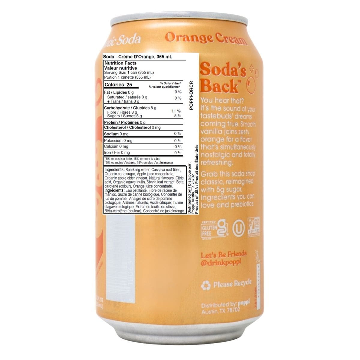 Poppi Prebiotic Soda Orange Cream at NaturaMarket