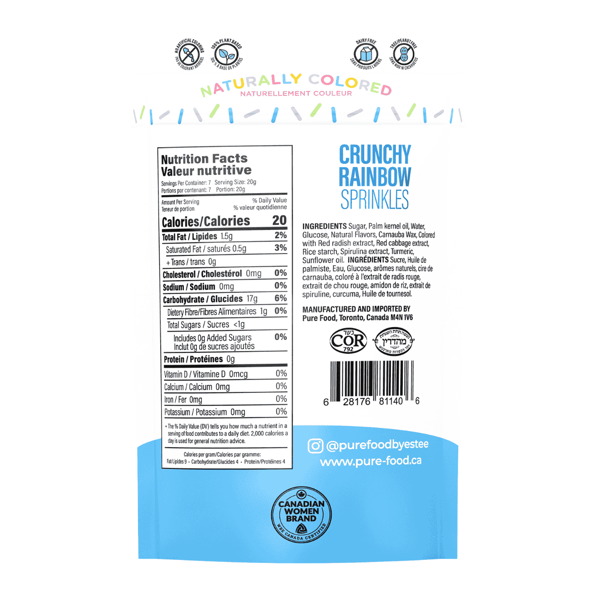 Pure Food by Estee Naturally-Coloured Sprinkles Crunchy Rainbow at ...