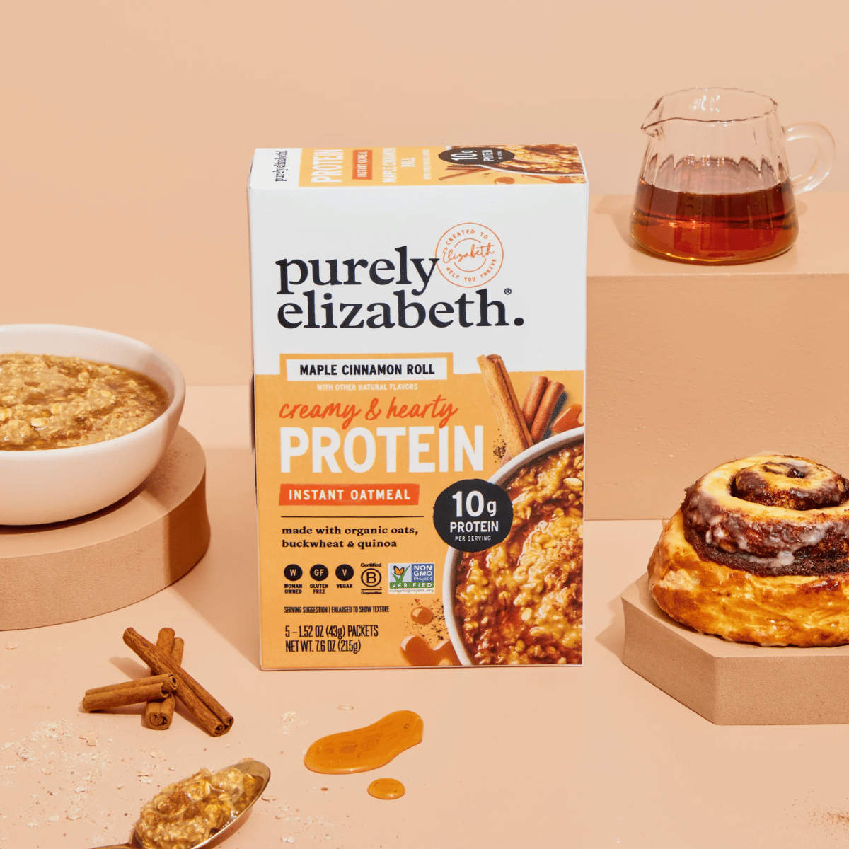 Purely Elizabeth High-Protein Instant Oatmeal Maple Cinnamon Roll at ...