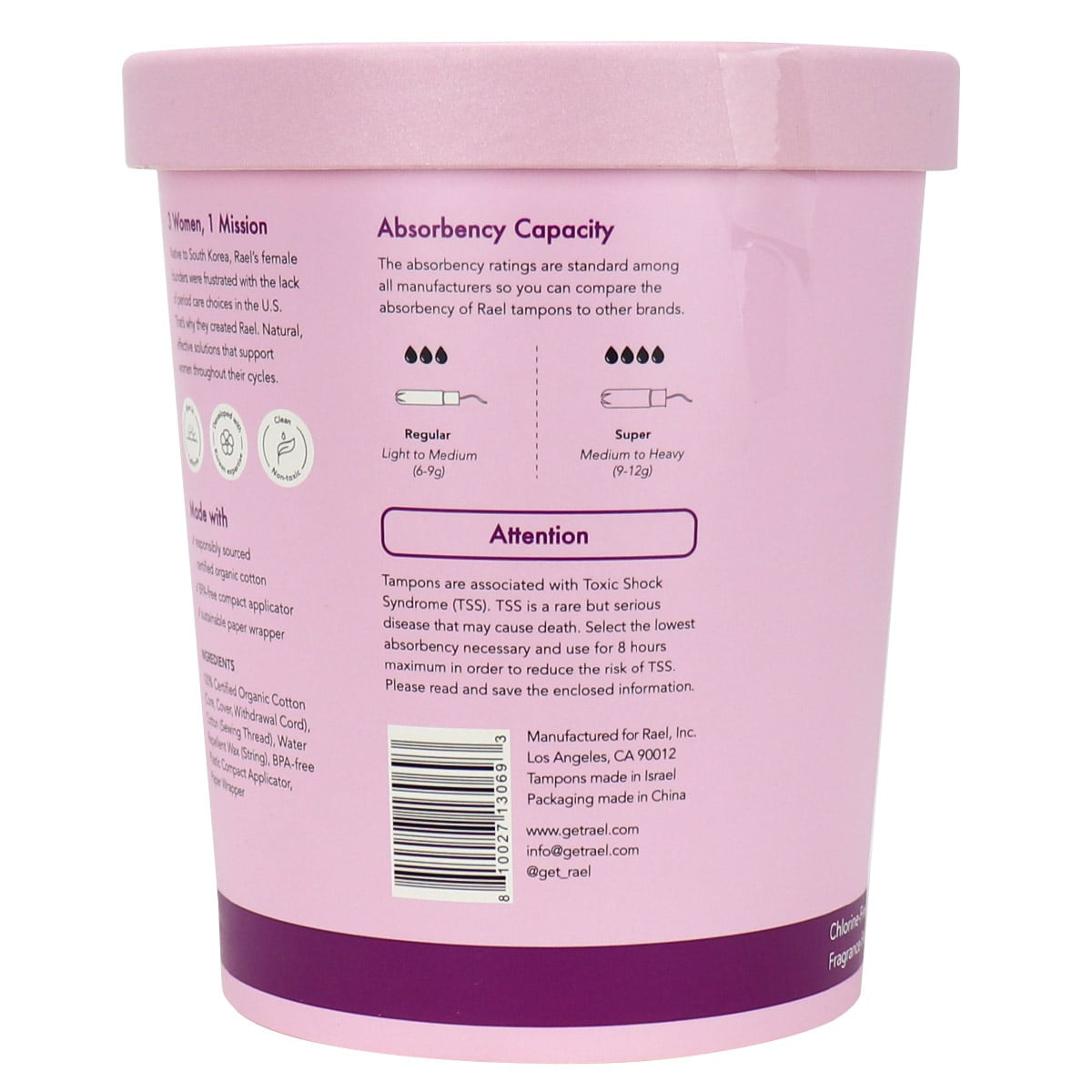 Rael Organic Cotton Tampons Regular at Natura Market