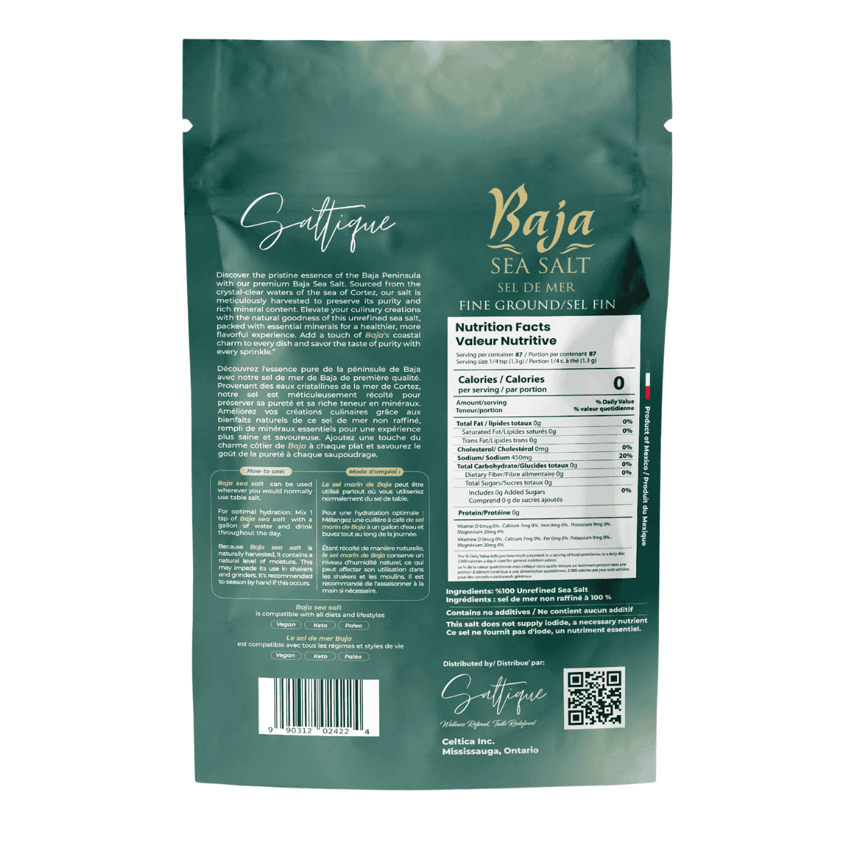 Saltique 100% Pure Unrefined Baja Sea Salt Fine Ground at NaturaMarket