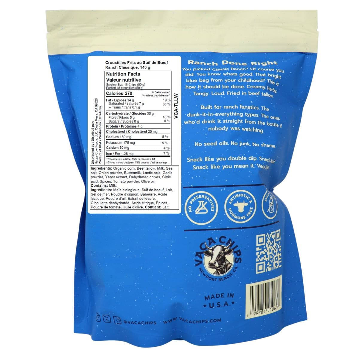 Vaca Chips Classic Ranch Tallow Tortilla Chips at NaturaMarket