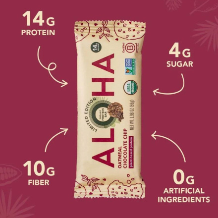 ALOHA Organic Plant-Based Protein Bar Oatmeal Chocolate Chip at ...