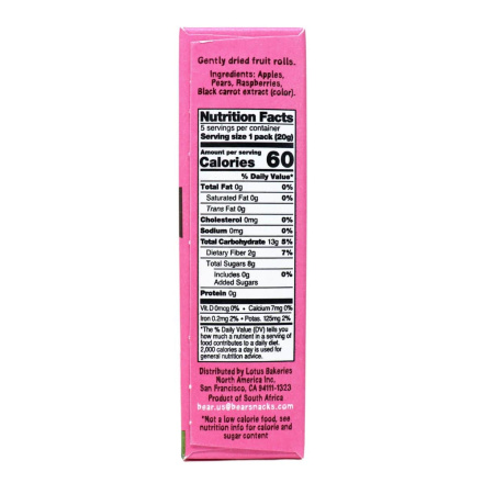 BEAR Snacks Fruit Rolls Apple Pear Raspberry at NaturaMarket