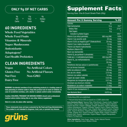 Grüns Superfood Greens Gummies for Adults at Natura Market