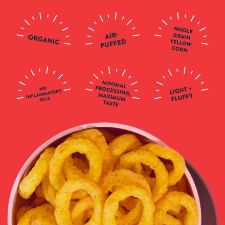 Lesser Evil Moonions Crunchy Organic Corn Rings Hot at NaturaMarket