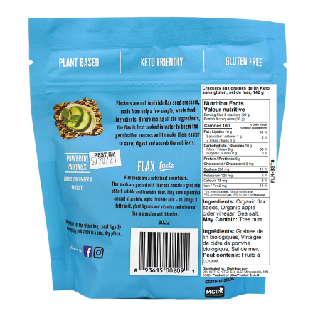 Flackers Gluten-Free Keto Flax Seed Crackers Sea Salt in Canada | Vegan ...