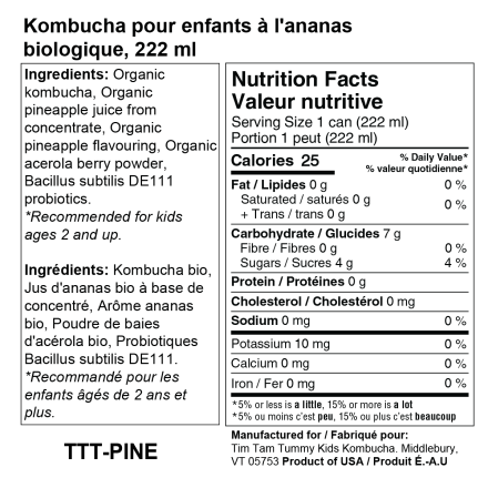 TIM TAM TUMMY Organic Kids Kombucha Pineapple Party at NaturaMarket