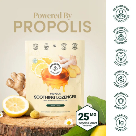 Beekeeper’s Naturals Propolis Lozenges Ginger Lemon at NaturaMarket