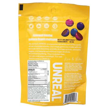 Unreal Dark Chocolate Crispy Quinoa Gems at Natura Market