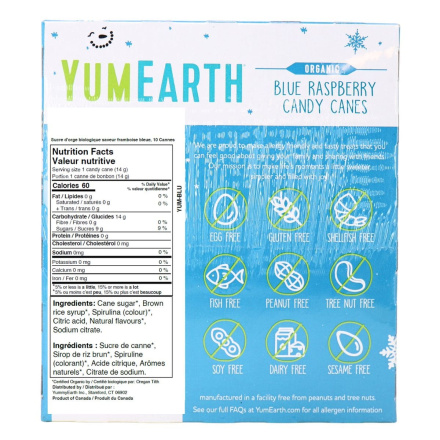 YumEarth Organic Candy Canes Blue Raspberry at NaturaMarket